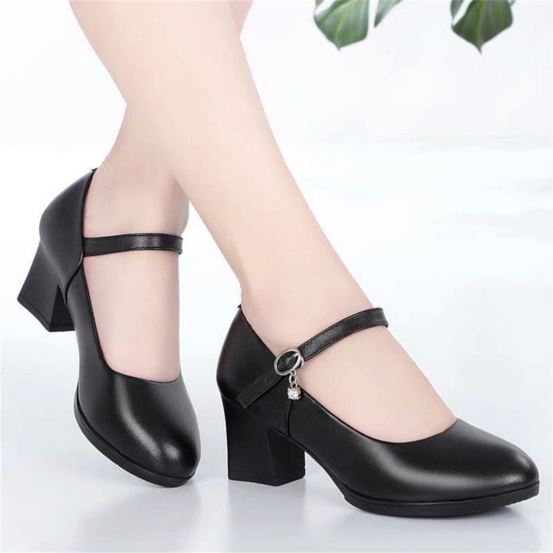 High-heeled work shoes women Coarse heel non-slip breathable - TikTok ...