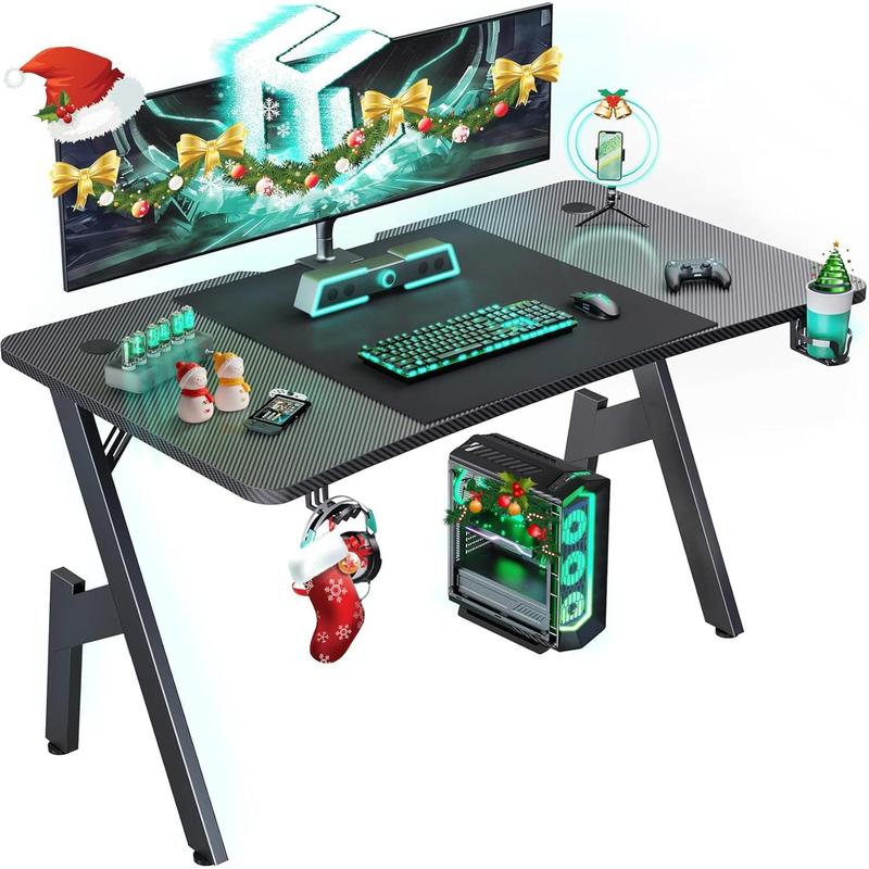 47 Inch Gaming Desk with Carbon Fibre Surface,Large Computer Desk ...