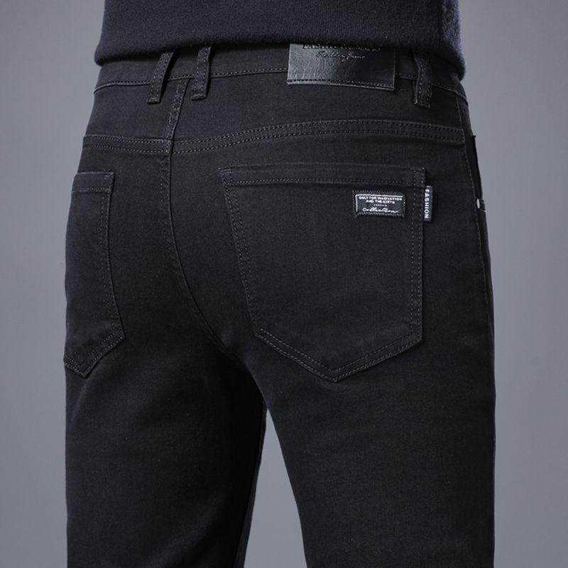 Seluar Jeans Lelaki, Hitam Semua, Potongan Lurus, Slim Fit, Kasual ...