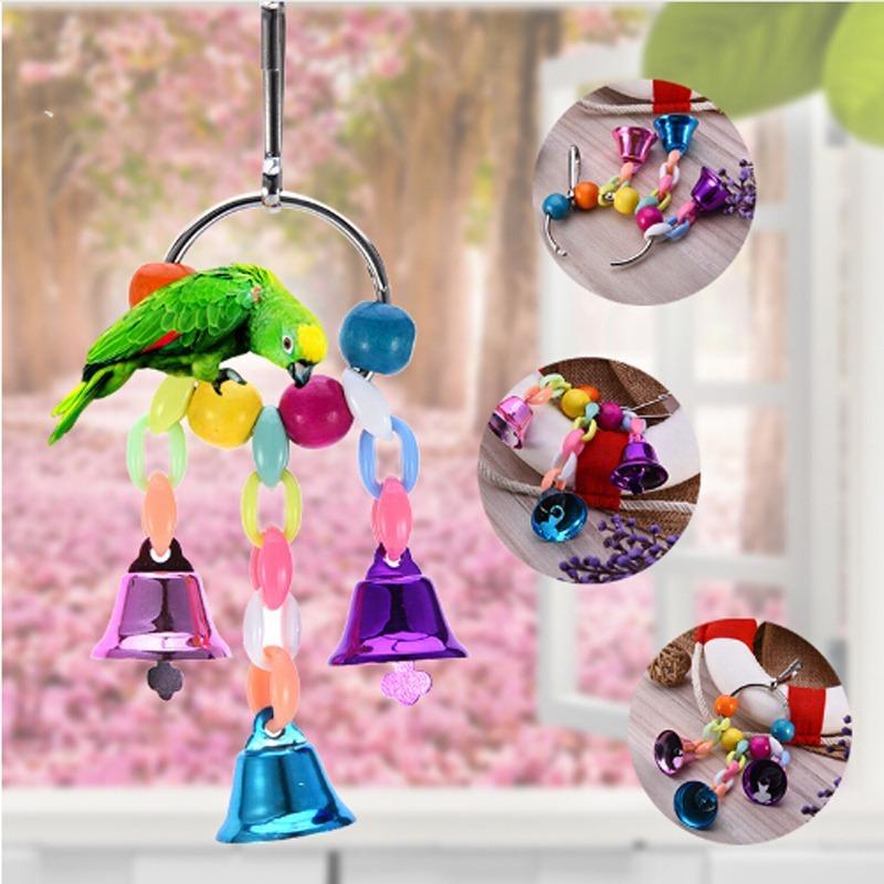 Bird Bells Toy Hanging Cage Bell with Sweet Sound Colorful Wood ...