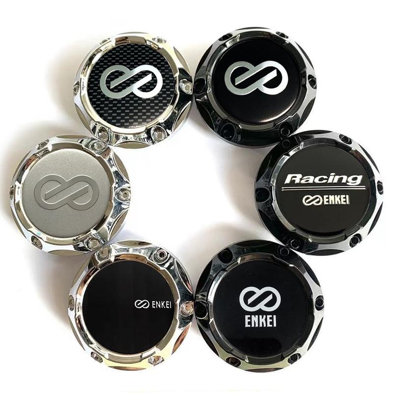 Cars 4pc 64mm black Enkei logo Sticker Car Modified Wheel Center ...