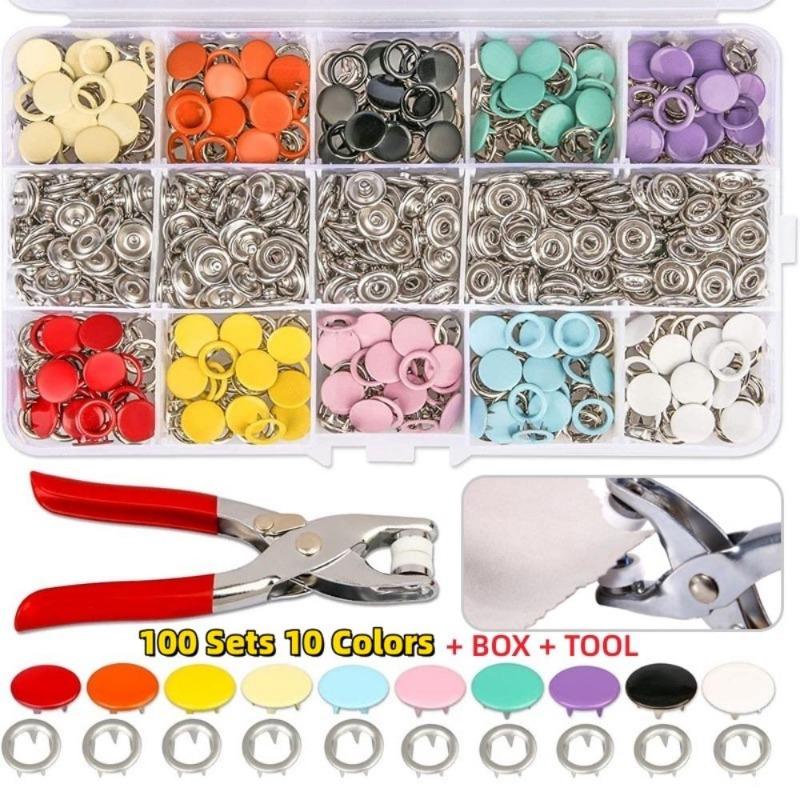 100 Sets 10 Colors Metal Snap Button Set Button Machine Plie - TikTok ...