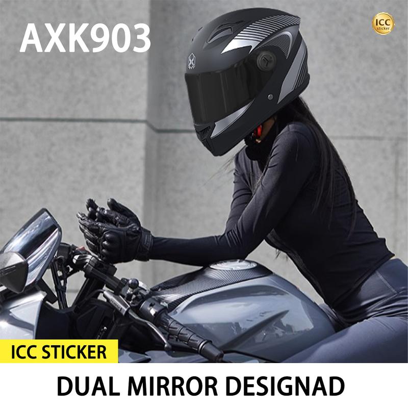 AXK 903 Double Mirror Motorcycle Full Face Helmet with ICC - TikTok ...