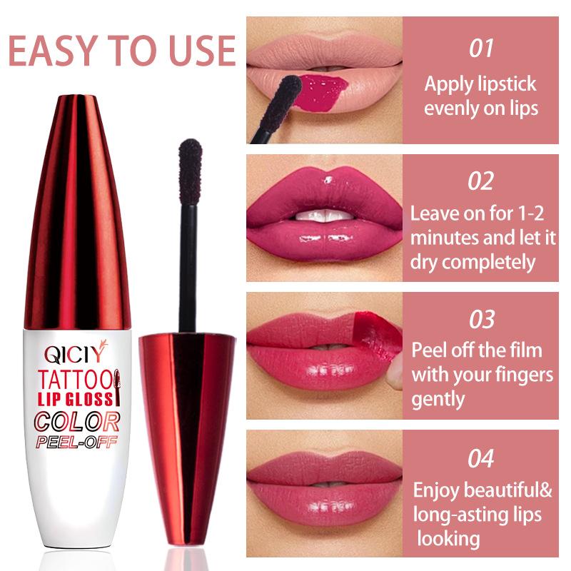 4-color peel-off lip gloss, easy to apply, moisturizing and long ...