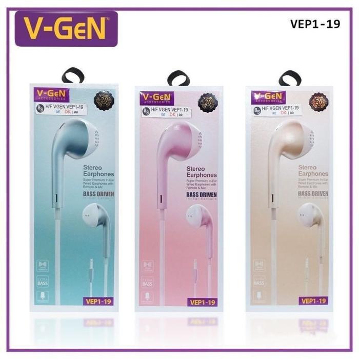 Jual V-GeN Handsfree VEP1-19 Wired Earphone Headset Stereo Sound VGEN ...
