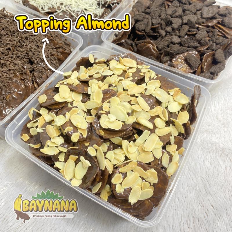 BAYNANA Kripik Pisang Lumer Crispy Coklat Lumer Topping Almond - TikTok ...