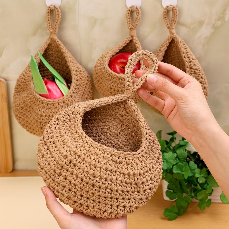 Wall-mounted Vegetable Basket Fruit Sundry Basket Cotton Weave - TikTok ...