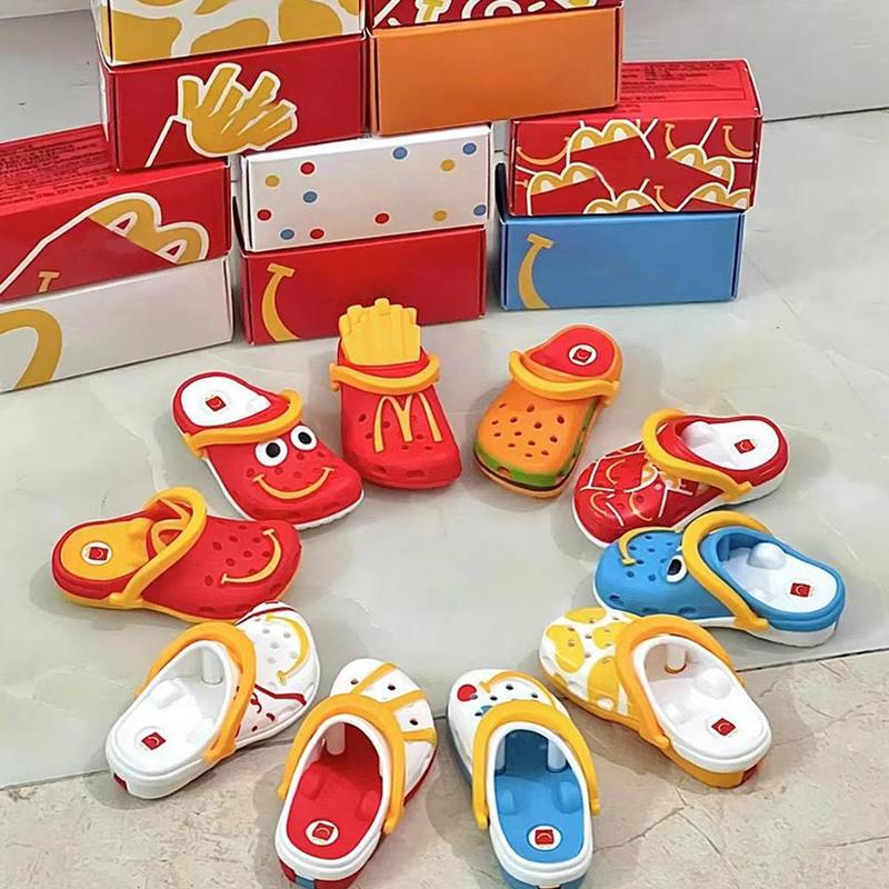 Mini Slipper Toy Keychain Shaped Fries Burger Slipper Pendant Kids Toy ...
