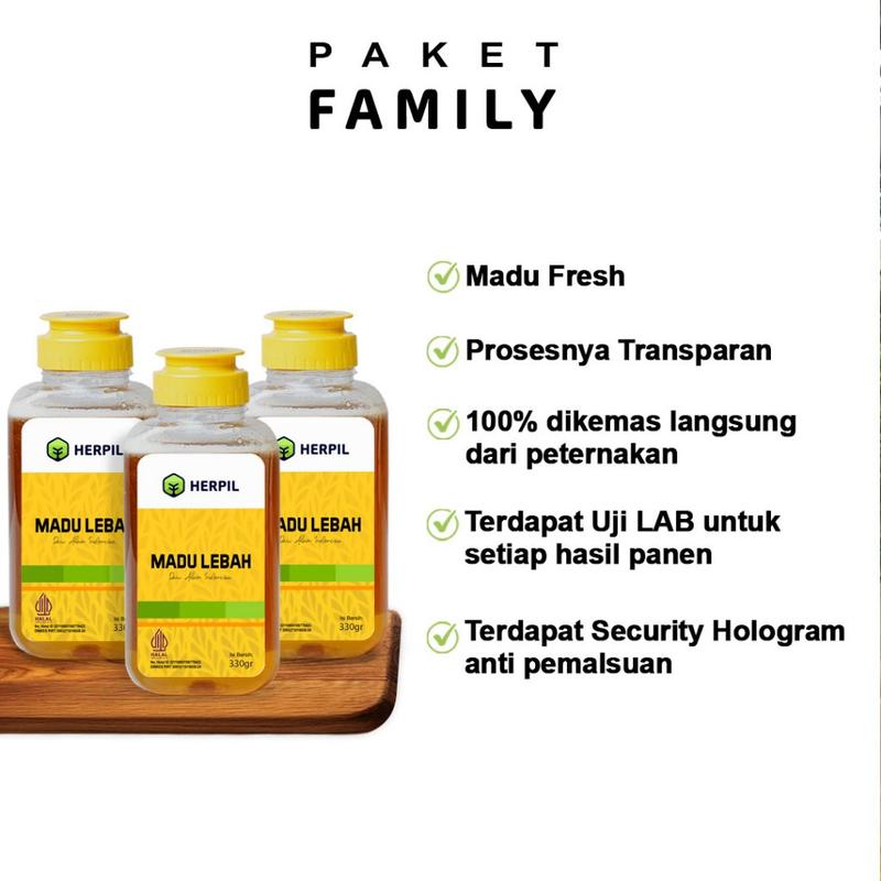 Madu Fresh [FAMILY PACKAGE] Herpil madu lebah 3 Botol 330 gram Madu ...