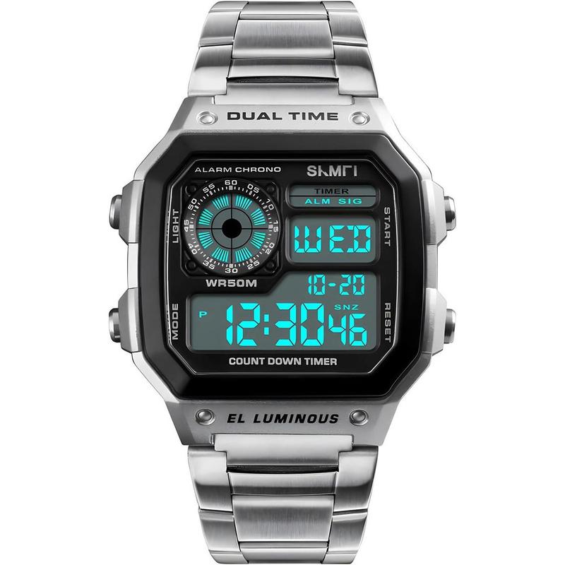Men's Digital Multi-Function Watches Dual Time Alarm Stopwatch ...