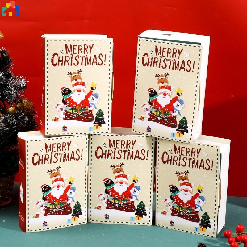 5Pcs Merry Christmas Candy Box Book Shape Creative DIY Kraft - TikTok ...