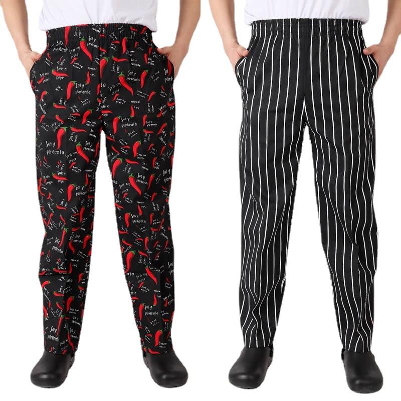 Chef Pants Elastic Waist Summer Chef Breathable Black Chef Work ...
