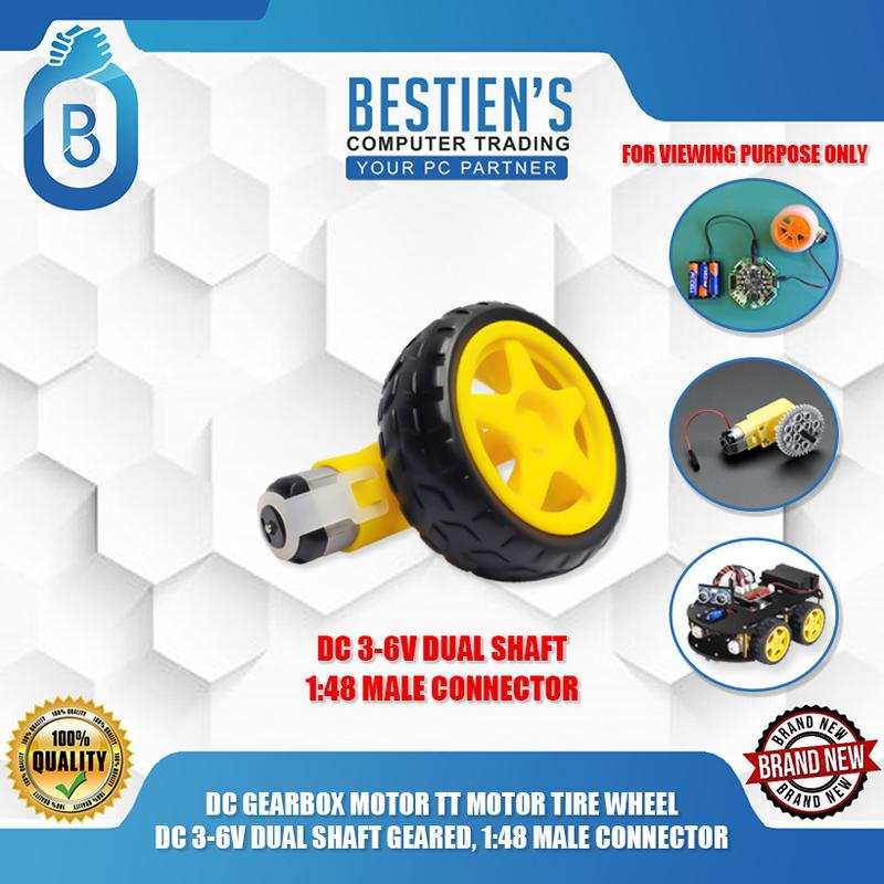 DC GEARBOX MOTOR TT MOTOR TIRE WHEEL DC 3-6V DUAL SHAFT GEARED ...