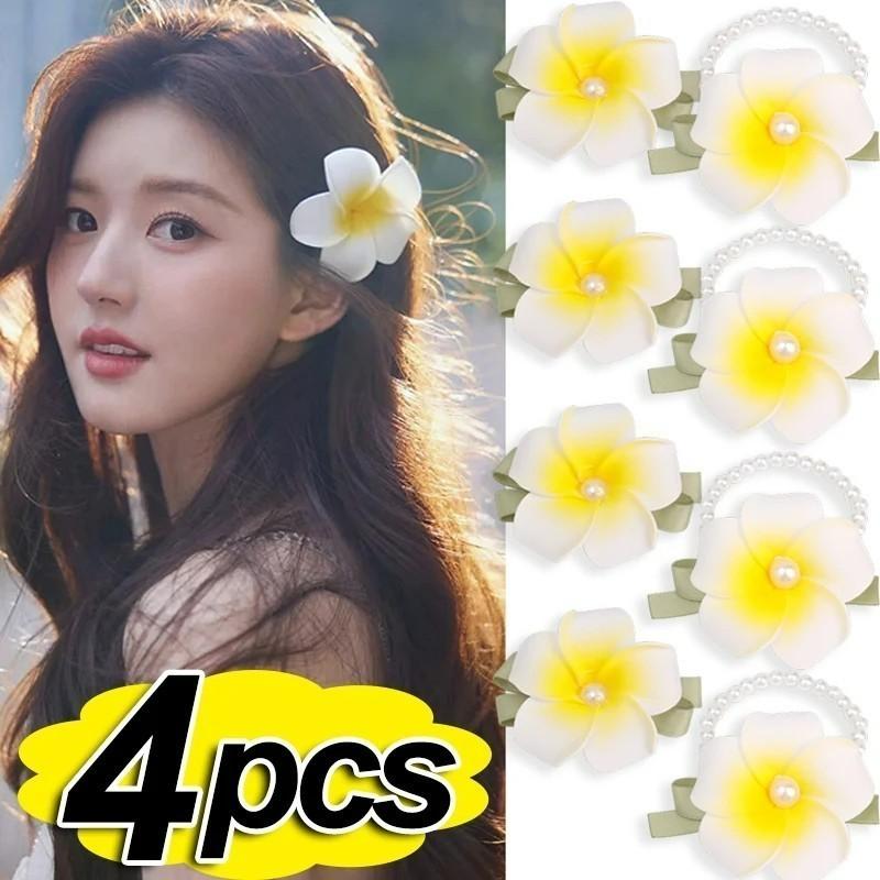 Women Girls Plumeria Flowers Duckbill Hair Clips Summer Swee - TikTok ...
