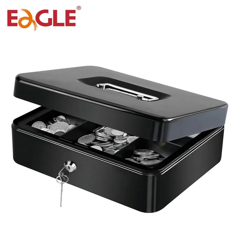 Eagle Metal Cash Box With Lock and Coin Tray Storage Box For Business ...