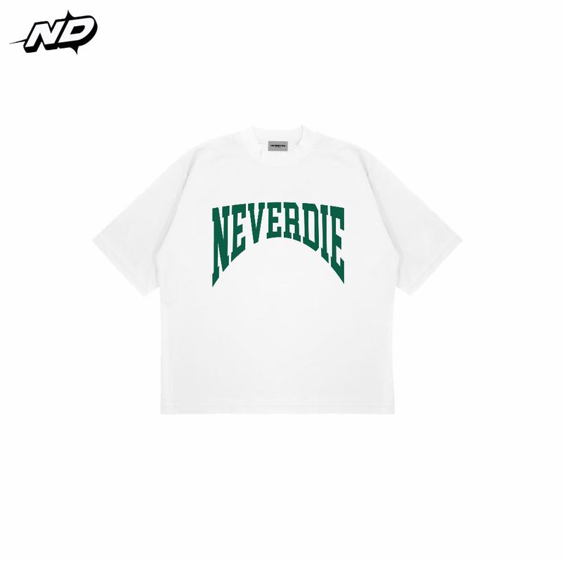 NEVERDIE Varsity Arc tee Oversized Tee Premium cotton Pro Club - TikTok Shop Philippines