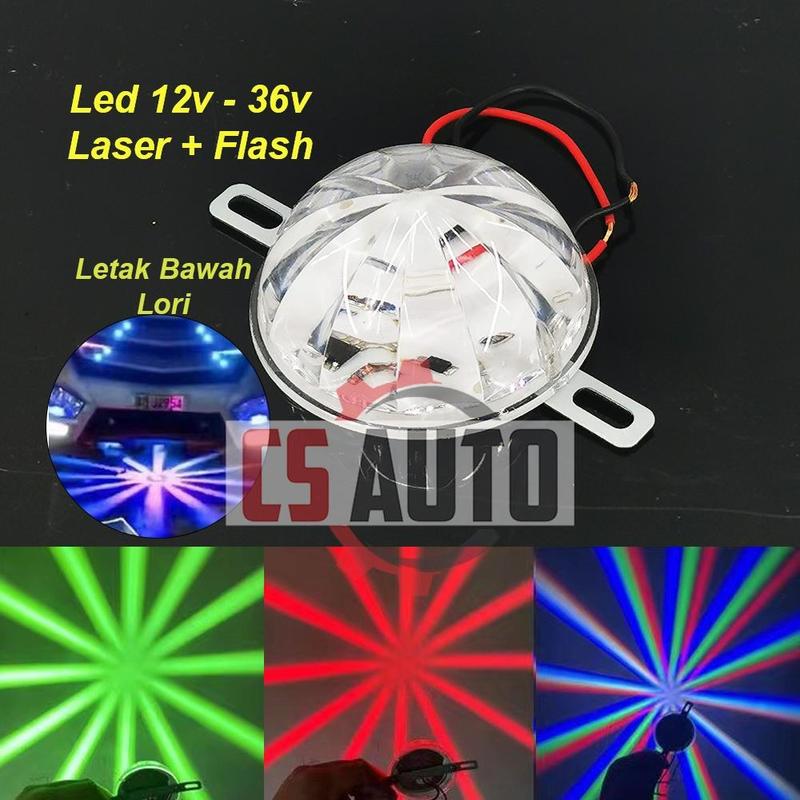 Led 12v 24v 36v Laser Room Lamp Lampu Bawah Bumper Round Flashing ...