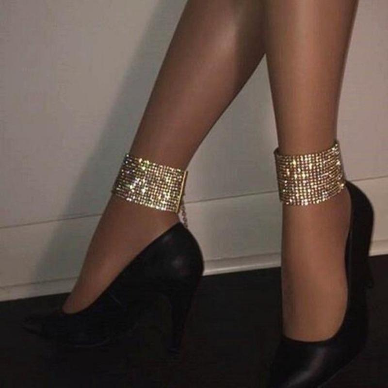 Sexy Wide Anklets Fully Diamond Foot Chain Nightclub Jewelry - TikTok ...