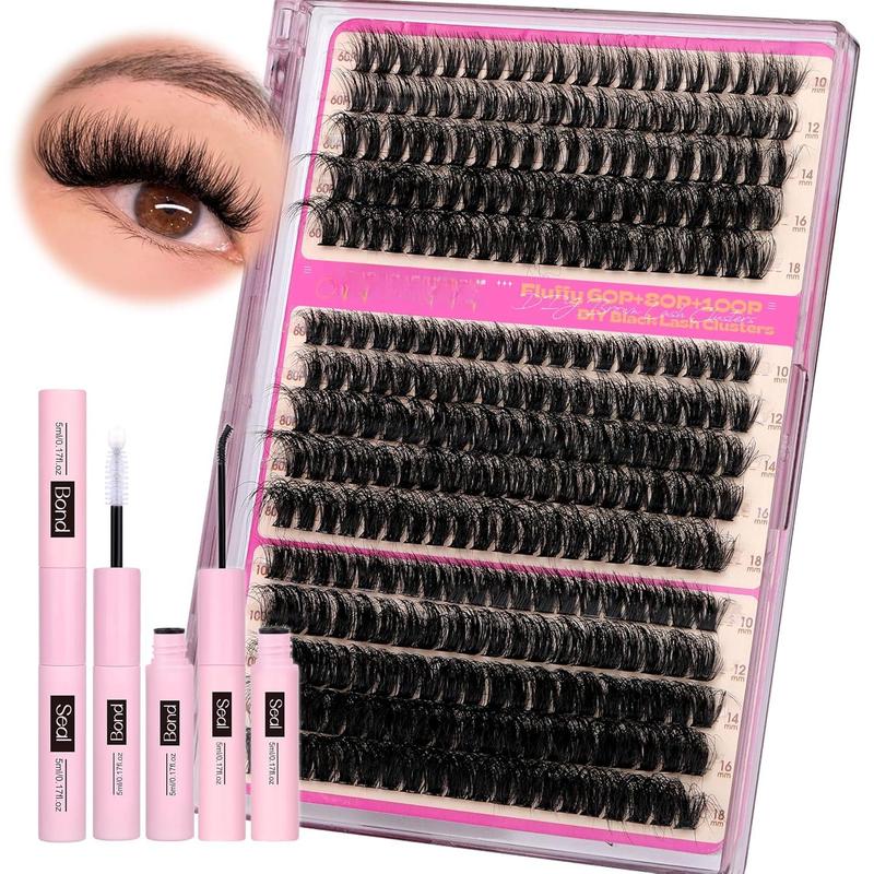 DIY Lash Extension Kit Fluffy Clusters 300PCS Eyelash with Bond ...