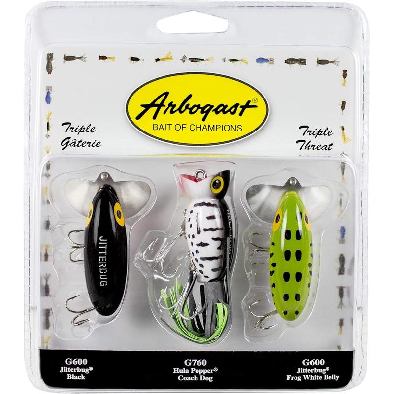 Triple Threat Fishing Lure 3-Pack - Includes Jitterbug Lures and Hula ...