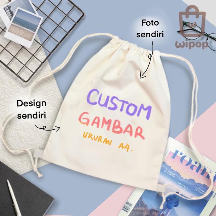 Jual TAS SERUT CANVAS CUSTOM GAMBAR SENDIRI (BACA DESK) - Gambar 1 sisi ...