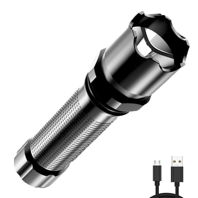 500mAh Mini Portable LED Flashlight USB Charging Ousehold Aluminum ...