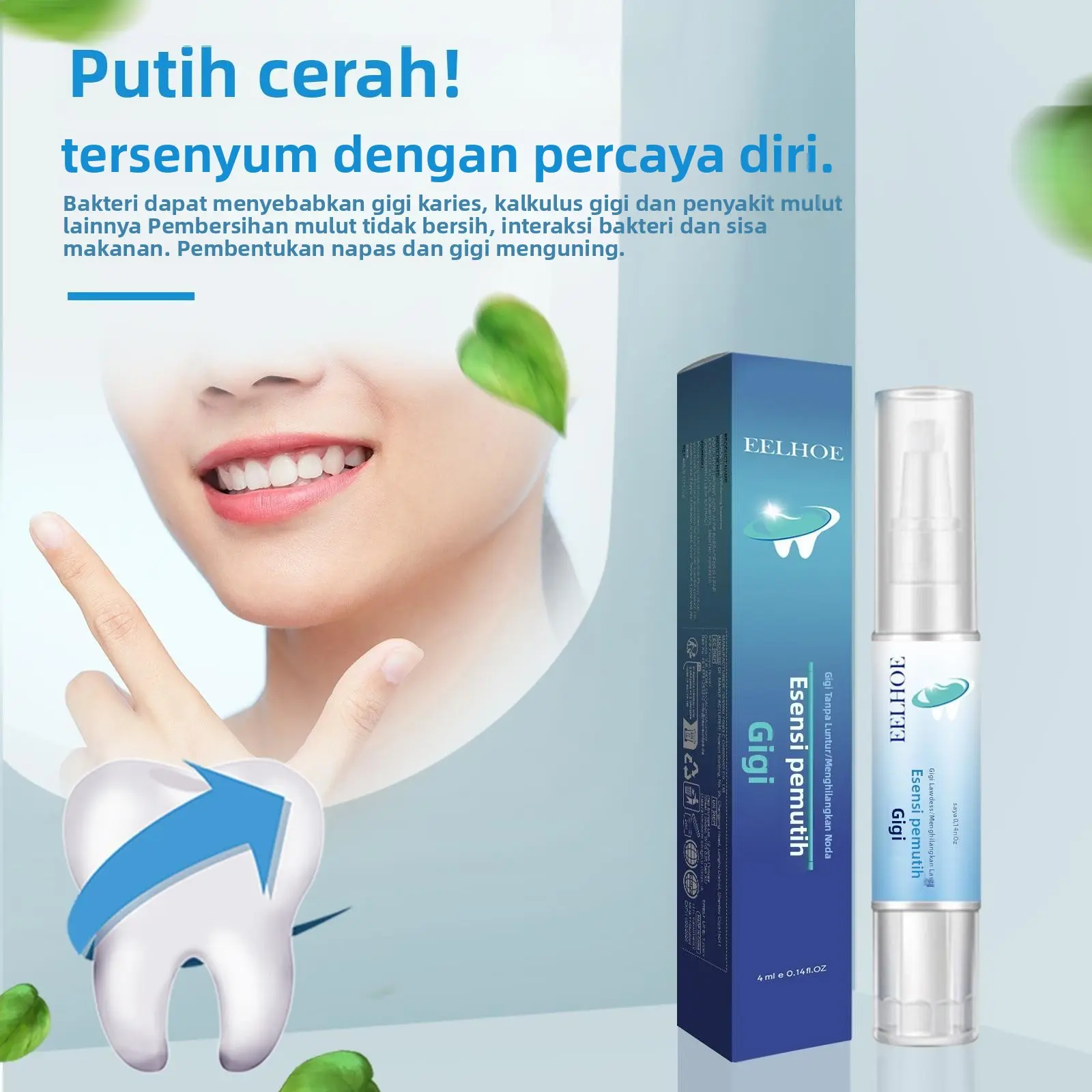 Pena Pembersih Gigi EELHOE, Pembersihan Dalam Gigi Putih, Nafas Segar ...