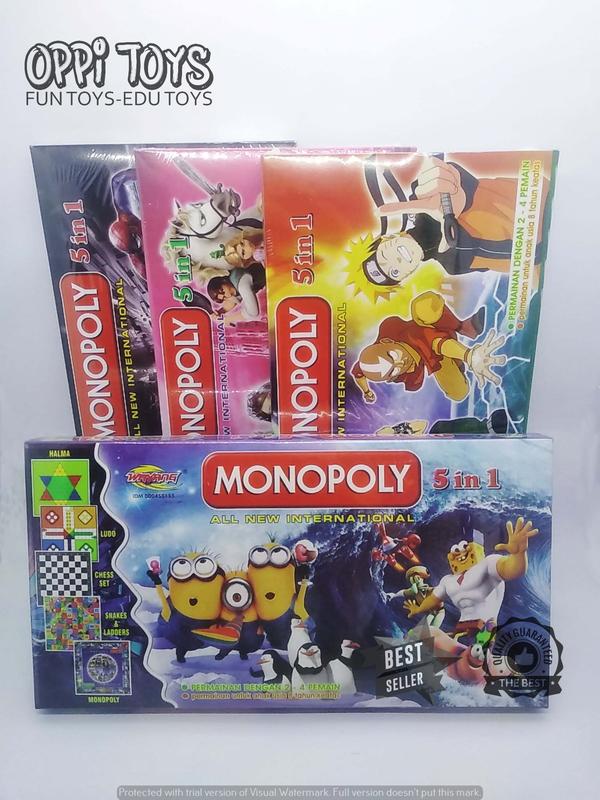 Mainan monopoly 5 in 1 (besar) - Mainan edukasi monopoli - Catur- Ular ...