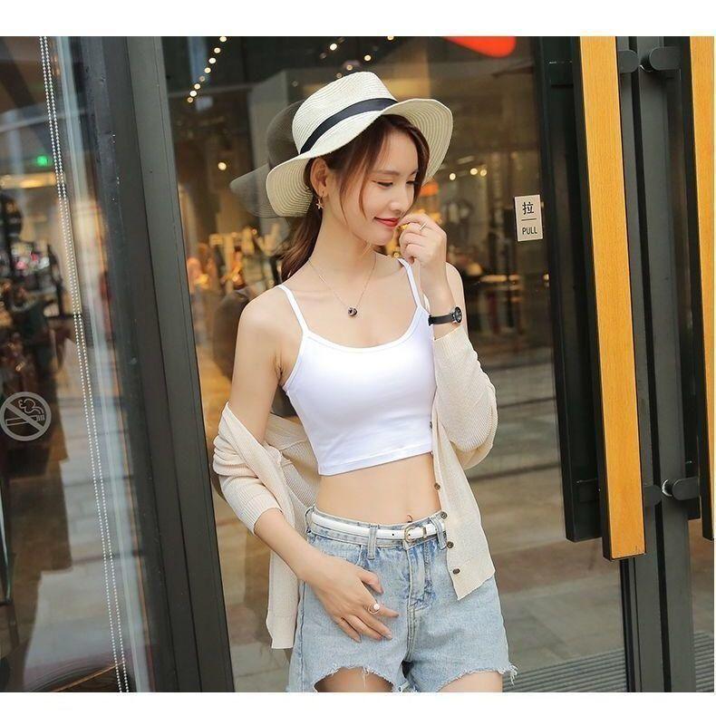 Camisole Women's Navel-Exposed Sexy Outerwear Short Bottomin - TikTok Shop Singapore
