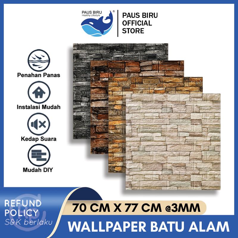 Wallpaper Dinding 3D Batu Alam / Wallpaper 3D Foam 77x70cm Tebal - Shop ...