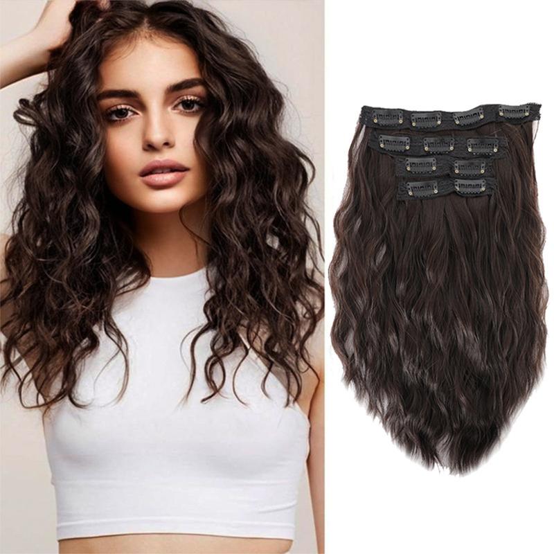 4pcs Water Ripple Wig with Additional Hair Extensions BB Clips - TikTok Shop Singapore