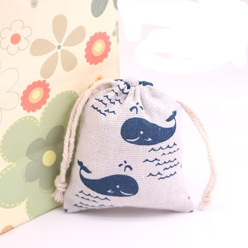 Beg Linen Mini Serut, Pelbagai fungsi, Pembungkusan Sachet Kartun ...