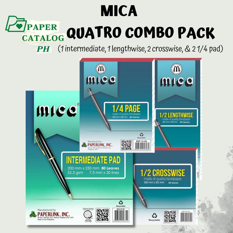 MICA Quiz Pad Paper Set (1 intermediate, 1 lengthwise, 2 crosswise ...