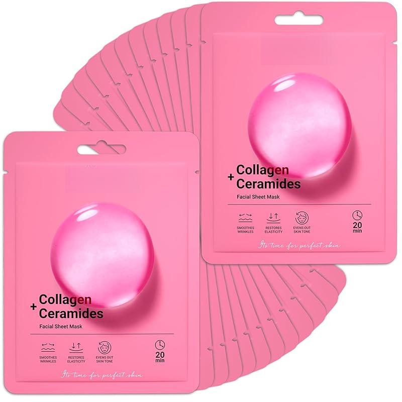 6 Pack of Sheet Face Masks Skincare - Collagen Face Mask Sheets with ...