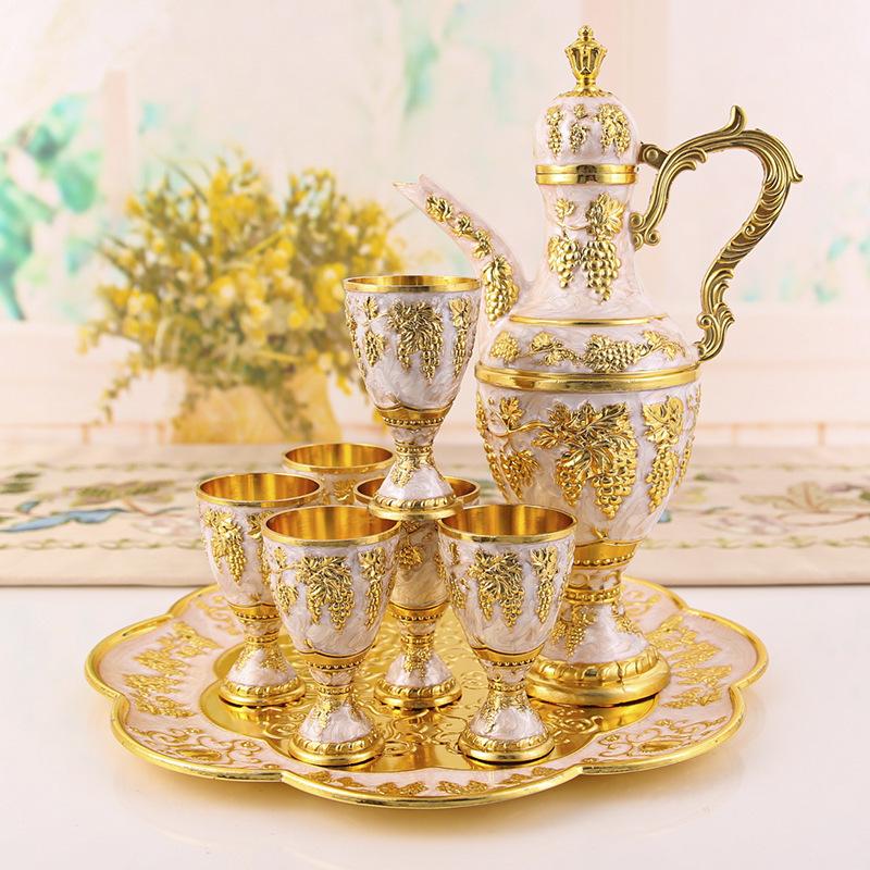 Metal Wine Set Suit Creative Retro White Liquor Jug Liquor Divider ...