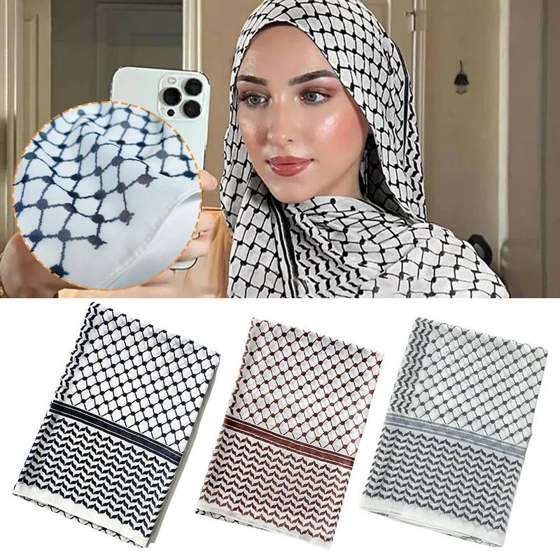 Arabian Hijab Chiffon Printed Plaid Long Scarf Middle Qatar UAE ...