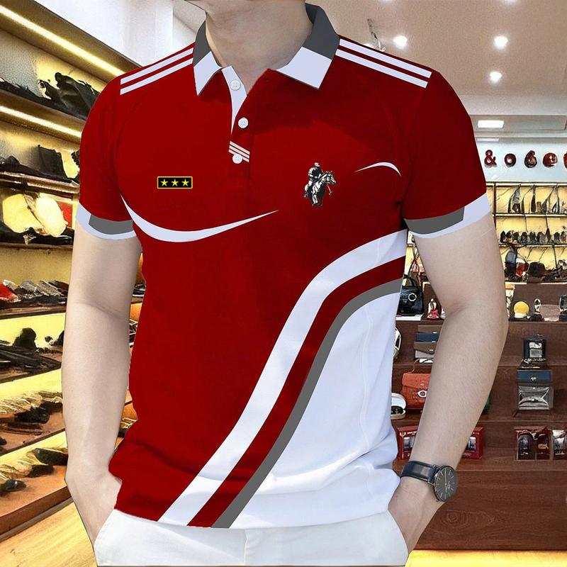 Kemeja Polo Lelaki, Gaya Kasual, Cetakan 3D, Pakaian Sukan Luar dan ...