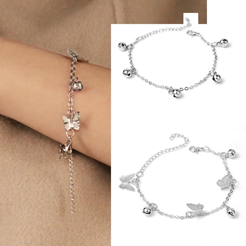 Gelang rantai dengan loket loceng rama-rama untuk wanita, gelang ...