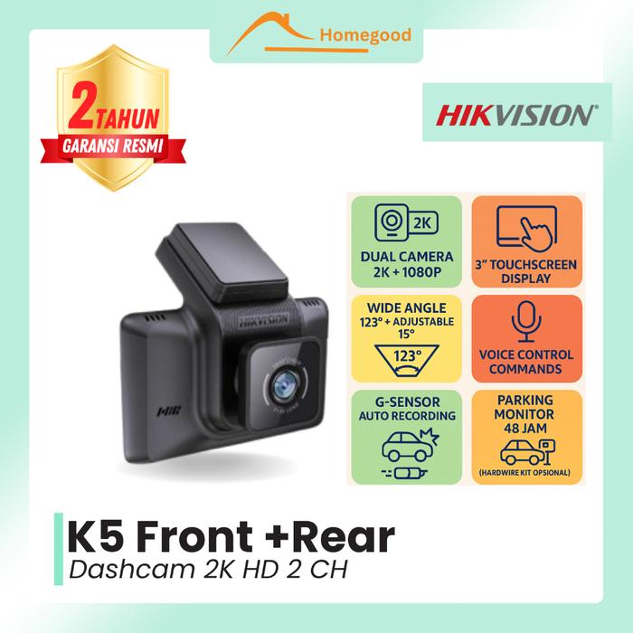 Promo HIKVISION K5 Dash Cam 2K Touch Screen HD Dual Channel Clear Night ...