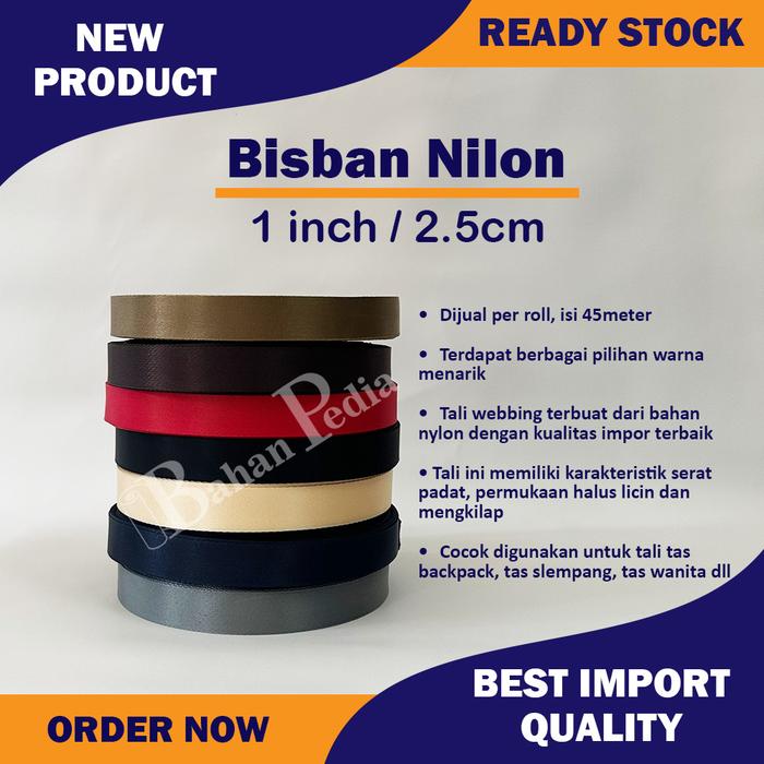 Jual [Roll 45meter] Tali Webbing Bisban Nilon Nylon Licin Halus Impor 2 ...