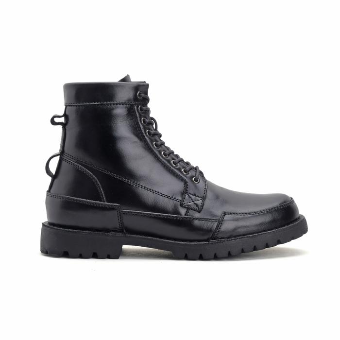 Promo Kratos Black - Sepatu Kulit Pull Up Leather Tactical Biker Rugged ...