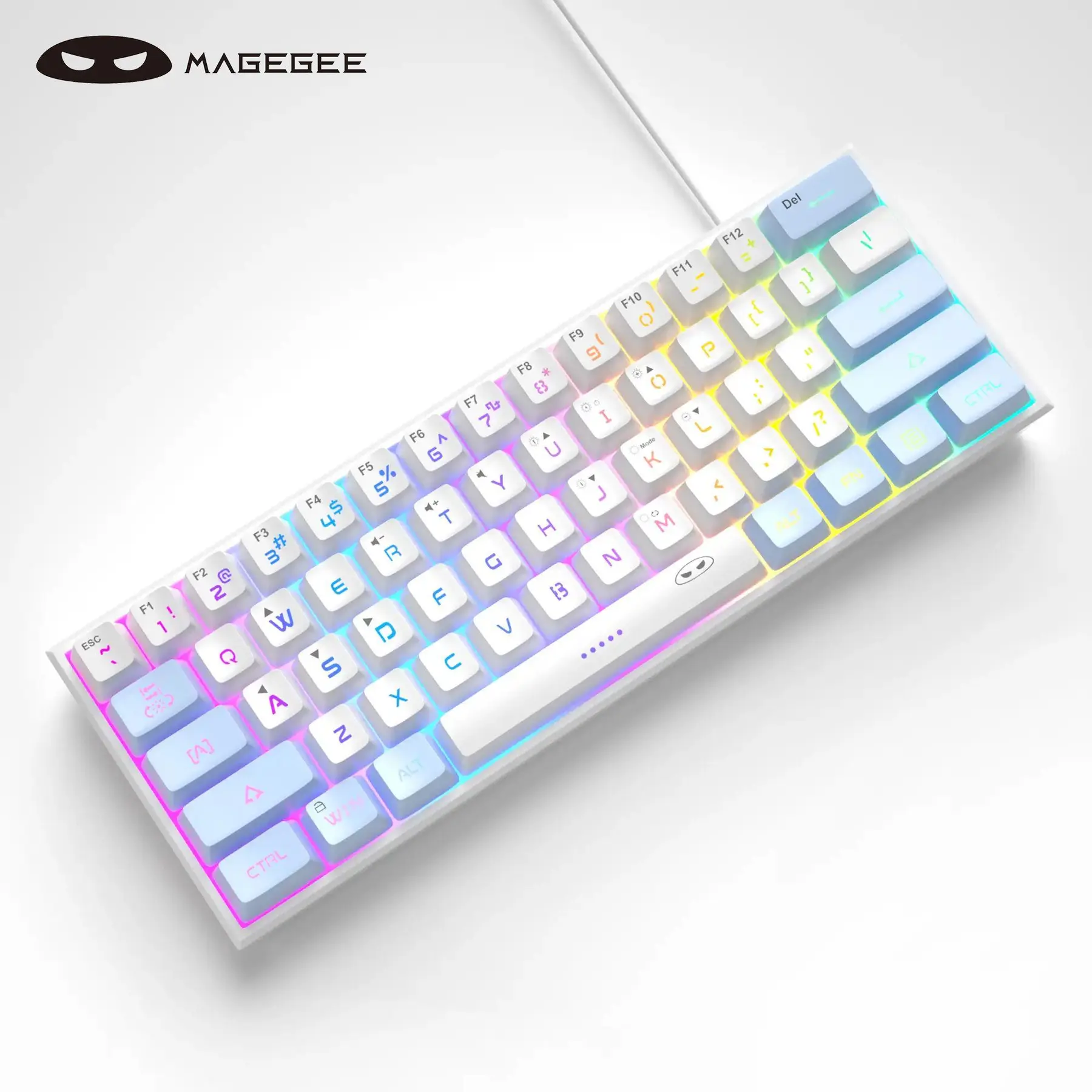 MageGee Mini 60% Gaming Keyboard, 1 Piece RGB Backlit 61 Key Ultra ...