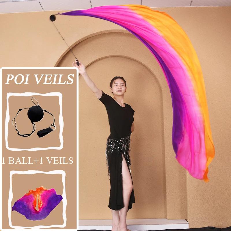 Poi Thrown Balls Womens Belly Dance 100% Real Silk Veil 250*114cm ...