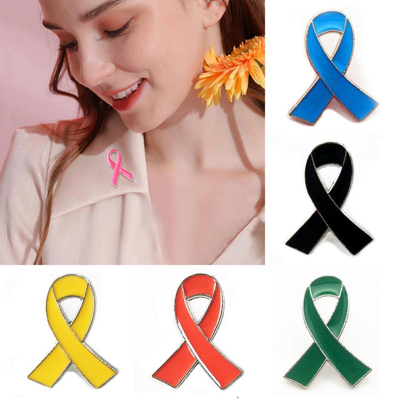 2.1×2.8cm Cancer Pin Cancer Ribbon Shape Alloy Resin - TikTok Shop ...