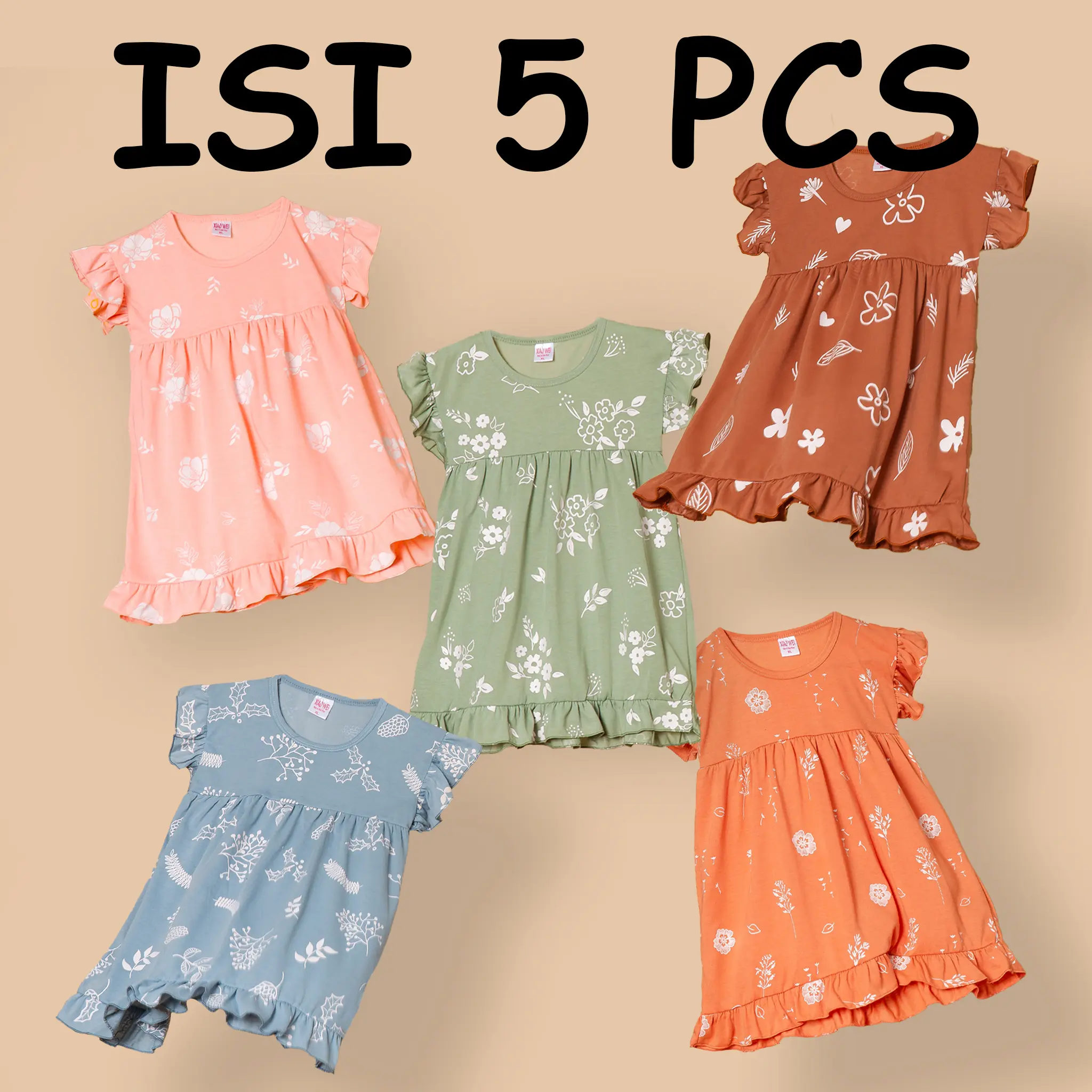 (ISI 5 PCS) Dress Anak Perempuan Fullprint Flower/ Daster Anak ...