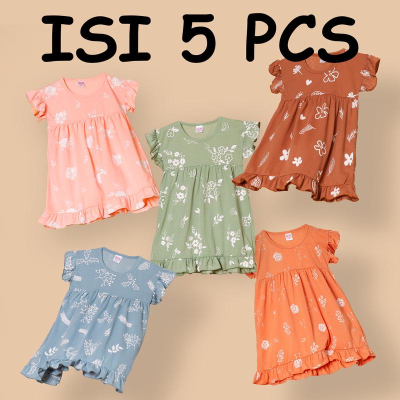 (ISI 5 PCS) Dress Anak Perempuan Fullprint Flower/ Daster Anak ...
