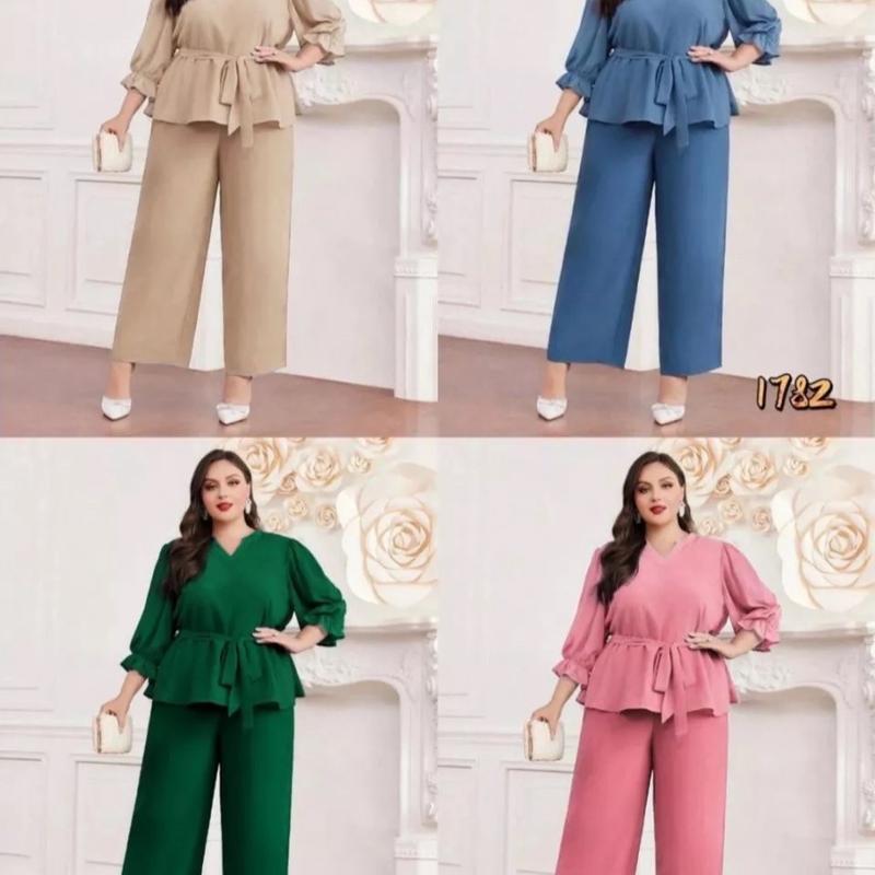 HQT #1782 Elegant Plus size Plain Casual Terno - TikTok Shop Philippines
