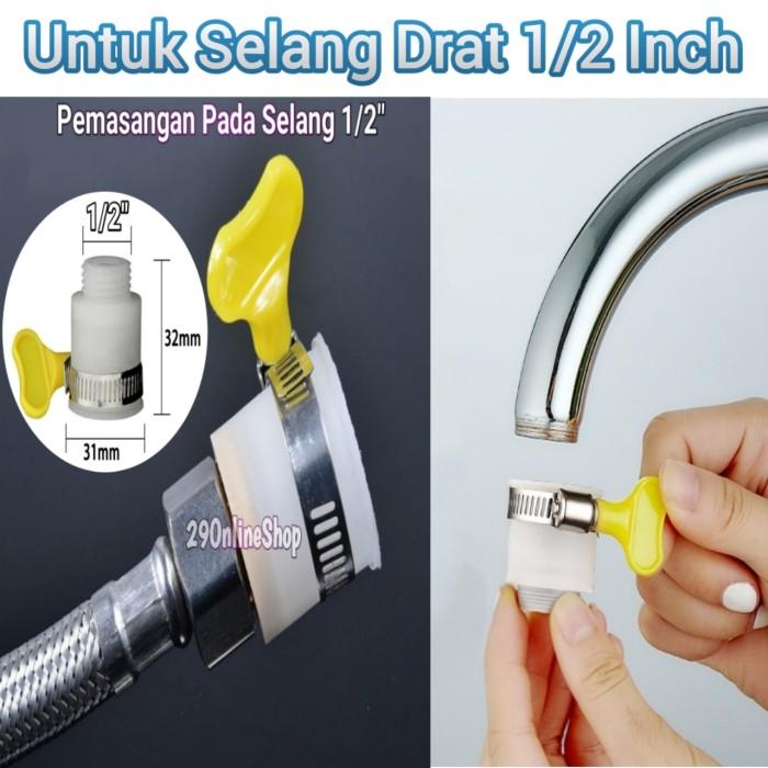sambungan 1/2 inch klem adaptor slang kran selang shower jet - Shop ...