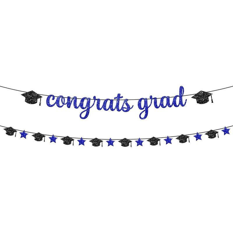 , Glitter Congrats Grad Banner - 10 , Pre-Strung | Grad Garland Class ...