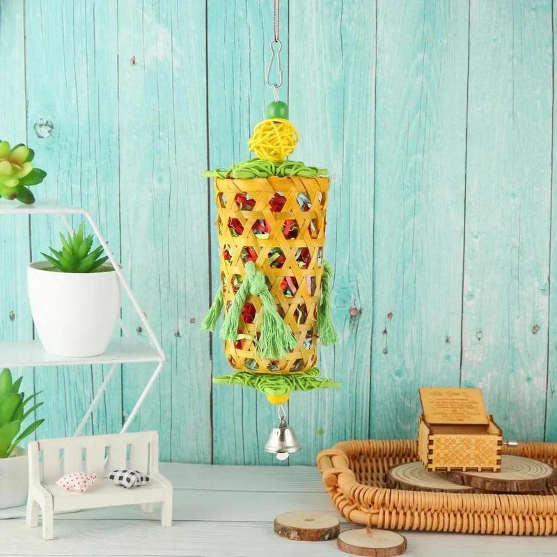 Pet Bird Chewing Toys Natural Bamboo Rattan/Paper Weaving Parrot ...